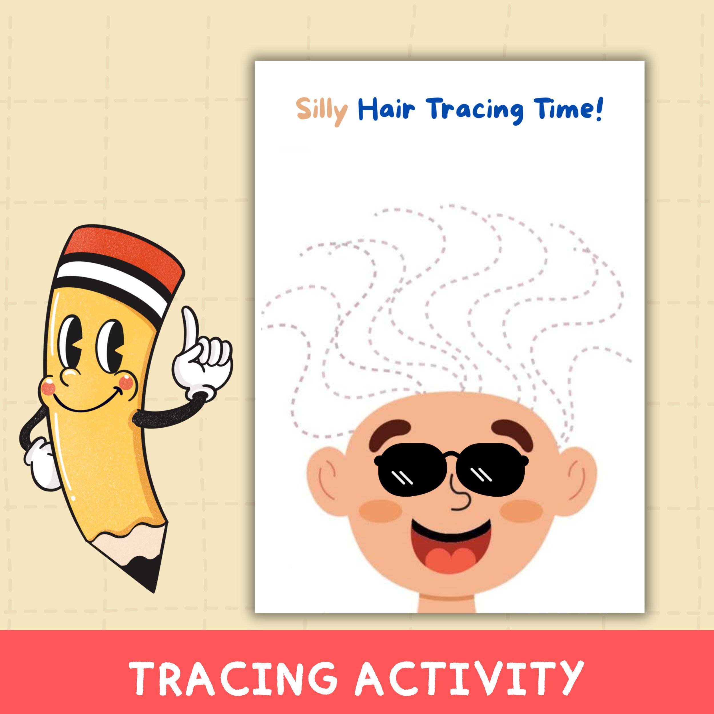 Hair Tracing Worksheets: Fine Motor Skills Activity (PDF) - Etsy