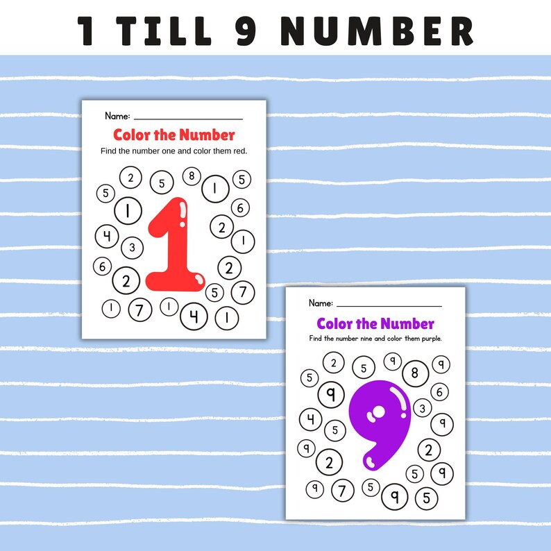 Preschool Number Dab Worksheets Do-a-dot Printable for Numbers 1-9 ...