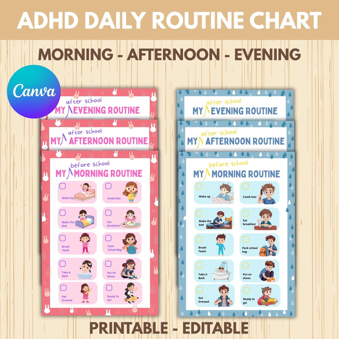 Kids Visual Schedule Cards | Editable Daily Routine Chart for Children ...