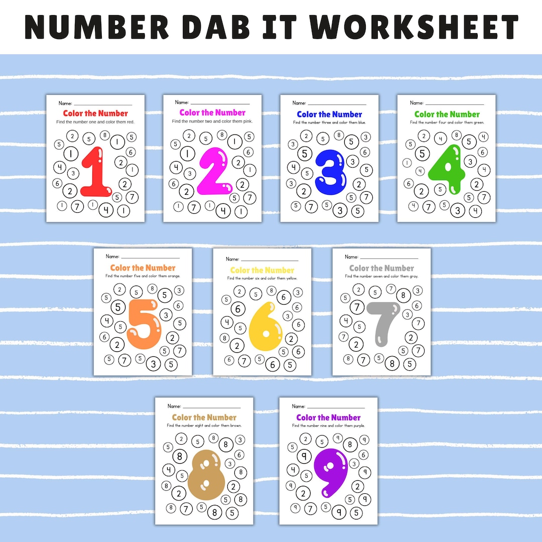 Preschool Number Dab Worksheets Do-a-dot Printable for Numbers 1-9 ...