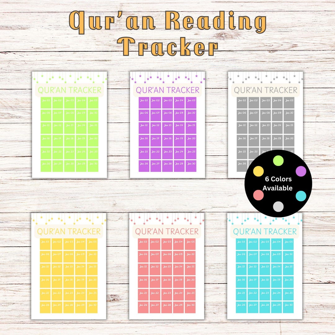 Quran Reading Tracker in 6 Colors: A Vibrant and Effective Tool to ...