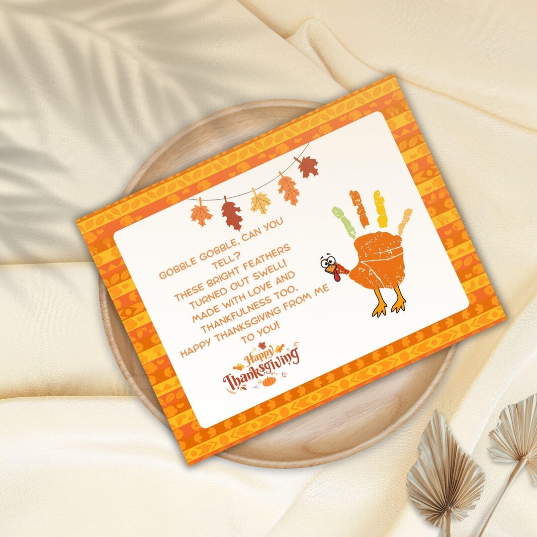 Turkey Handprint Craft Printable, Thanksgiving Poem Keepsake, Kids ...