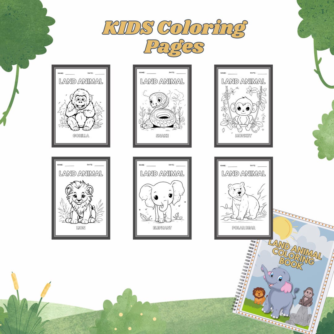 Coloring Pages for Kids - Land Animal Coloring Pages for Kids, Fun ...