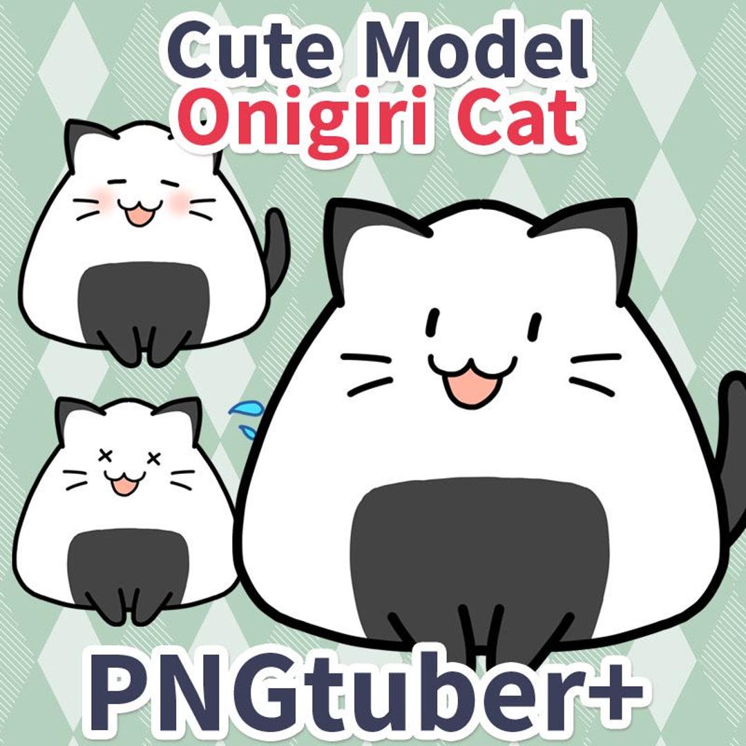 Cute Chibi Cat Pngtuber Model onigiri Neko Ready to Use Vtuber Twitch ...