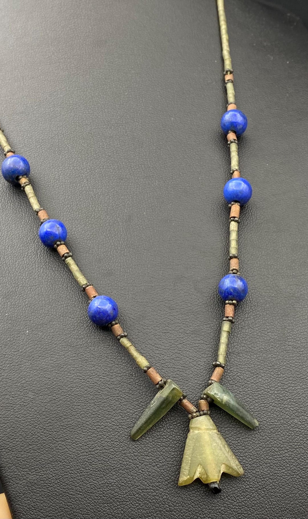 Ancient Roman Tribal Jade Stone& Lapis Lazuli Beads Vintage Necklace ...