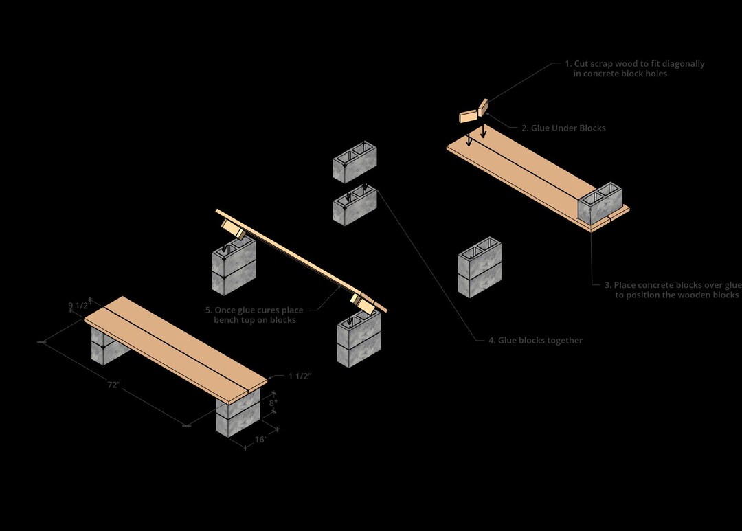 Modern Solid Concrete Cinder Block Bench Plans PDF - No Tools Required ...