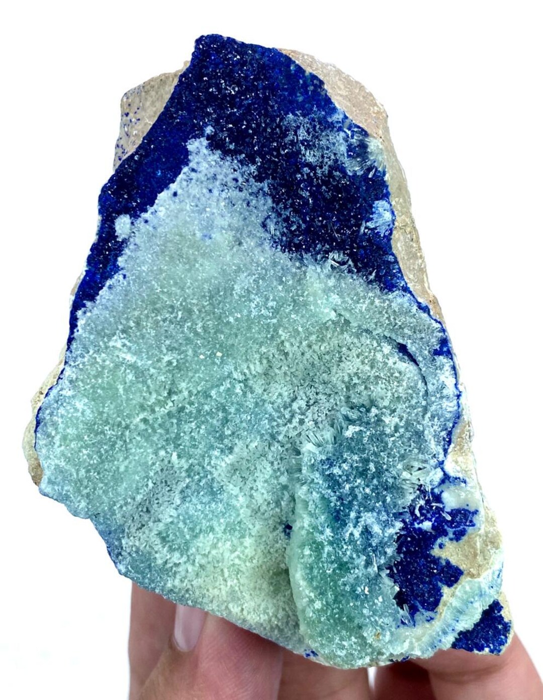Sparkling Azurite Aragonite Crystal Cluster: Mineral Specimen ...