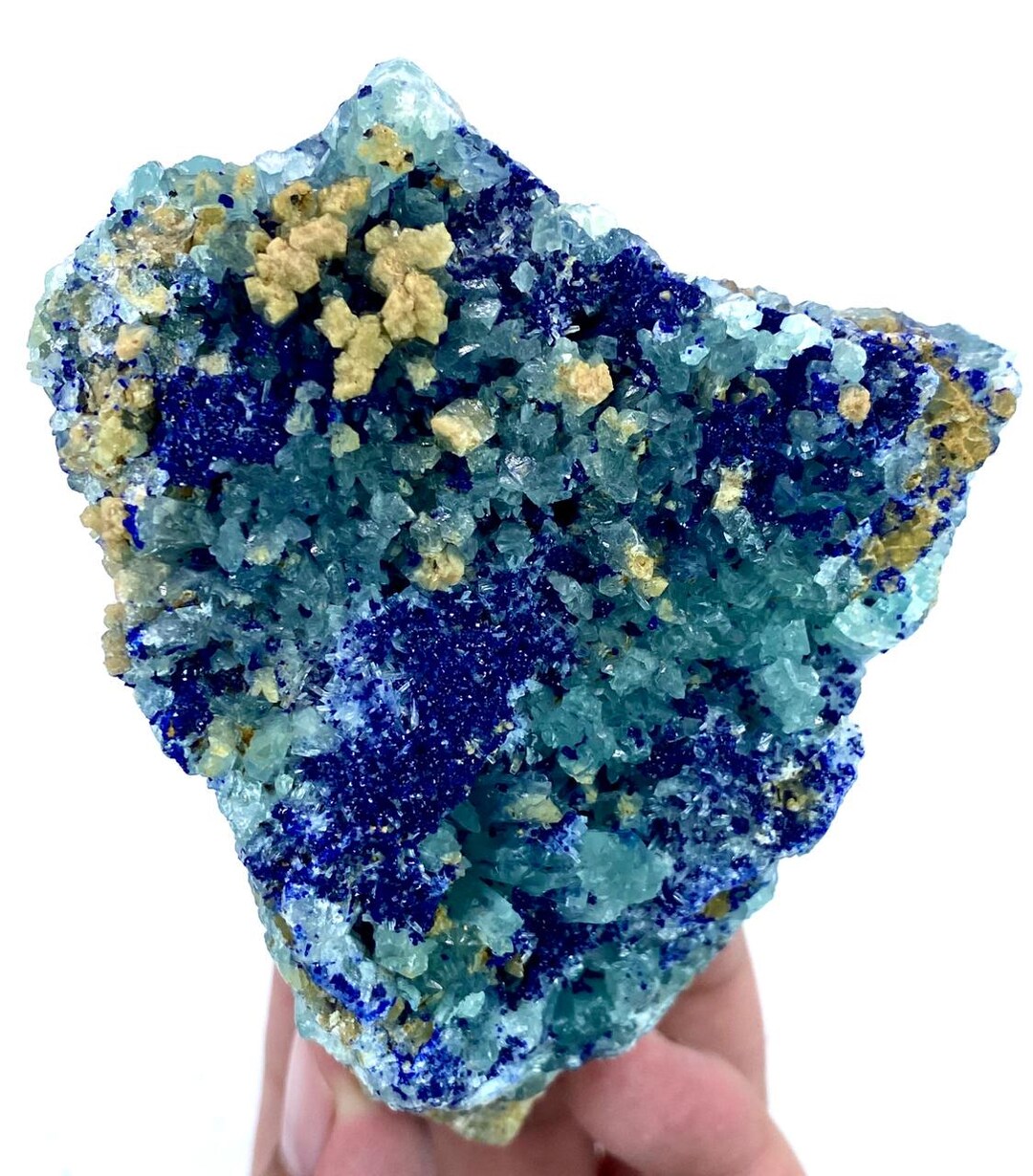 Sparkling Azurite Aragonite Crystal Cluster: Rare Mineral Specimen From ...