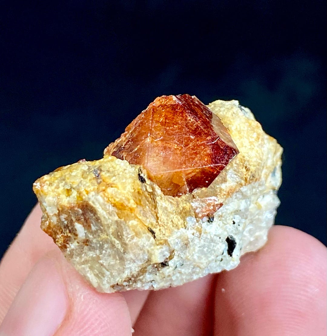 63 Carat Red Zircon Crystal on Matrix – Rare Natural Specimen – High ...