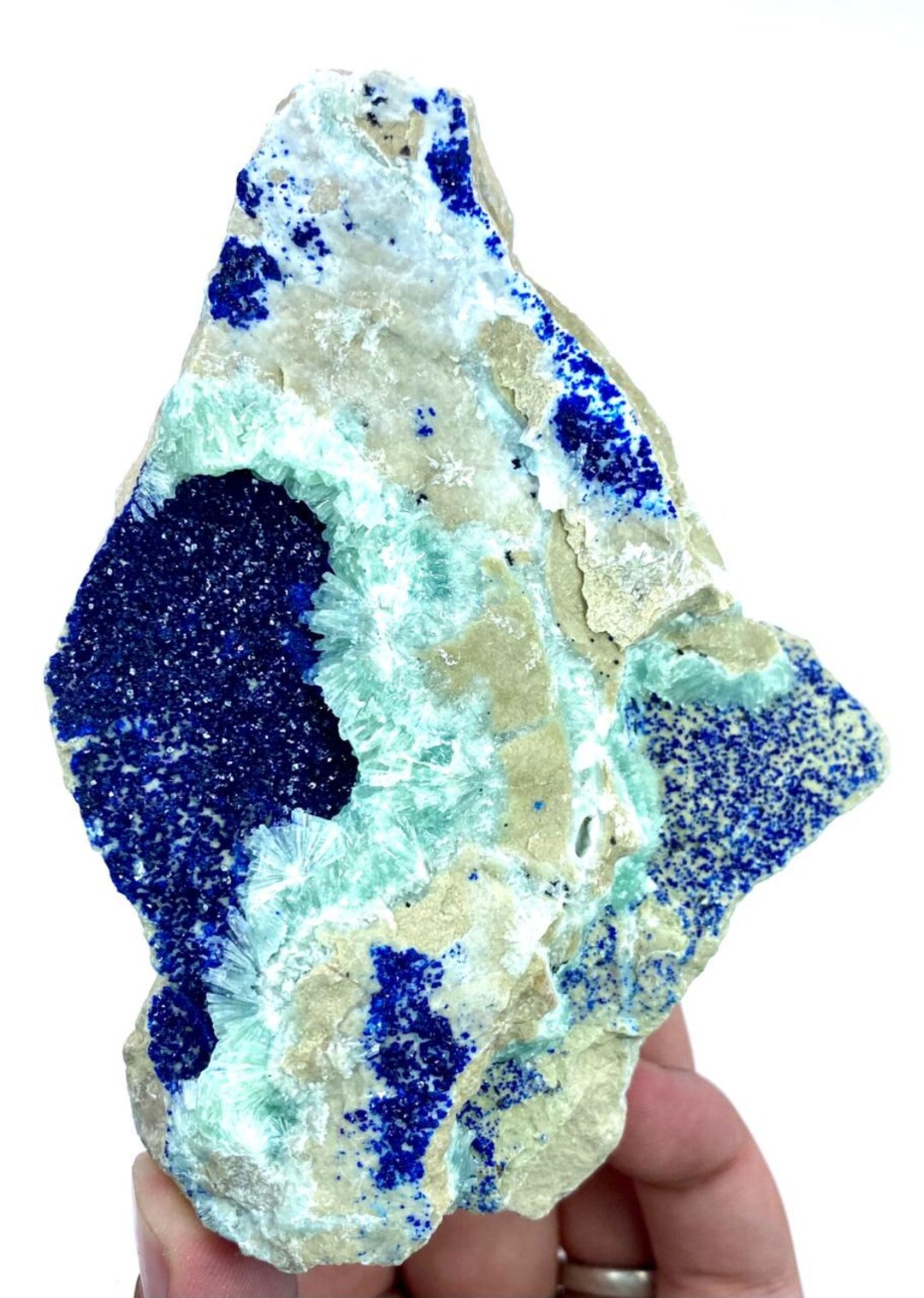 Rare Sparkling Azurite Aragonite Crystal Cluster: Mineral Specimen ...