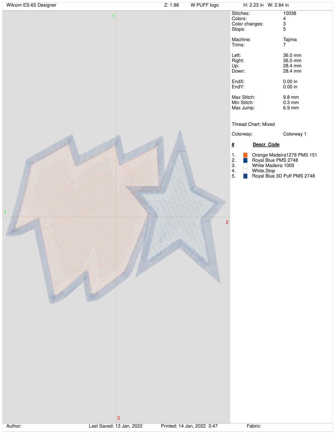 3D Puff W Star Logo Embroidery Design | Machine Embroidery Files EMB ...