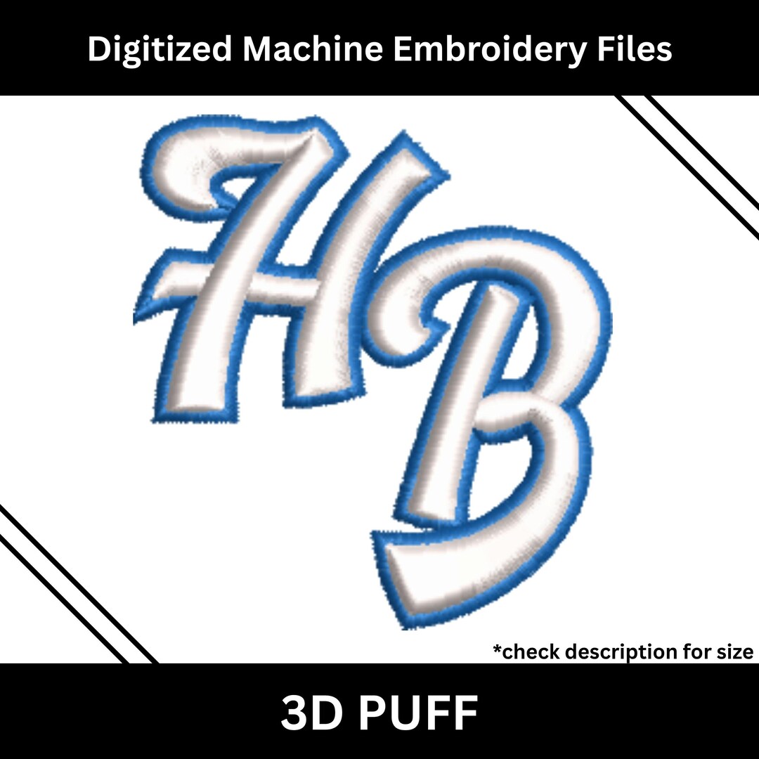 3D Puff HB Letters Embroidery Design | Machine Embroidery Files | Puffy ...