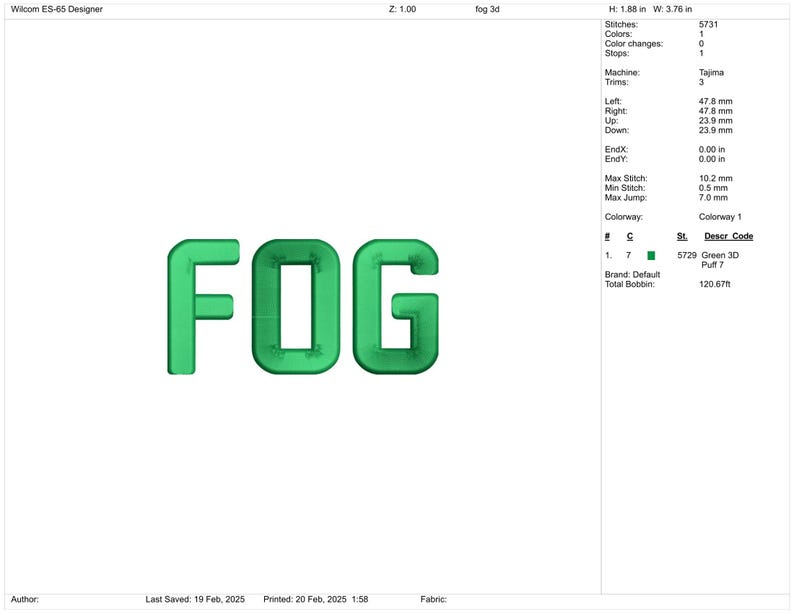 3D Puff FOG Embroidery Design | Bold Letter Monogram Machine Embroidery ...