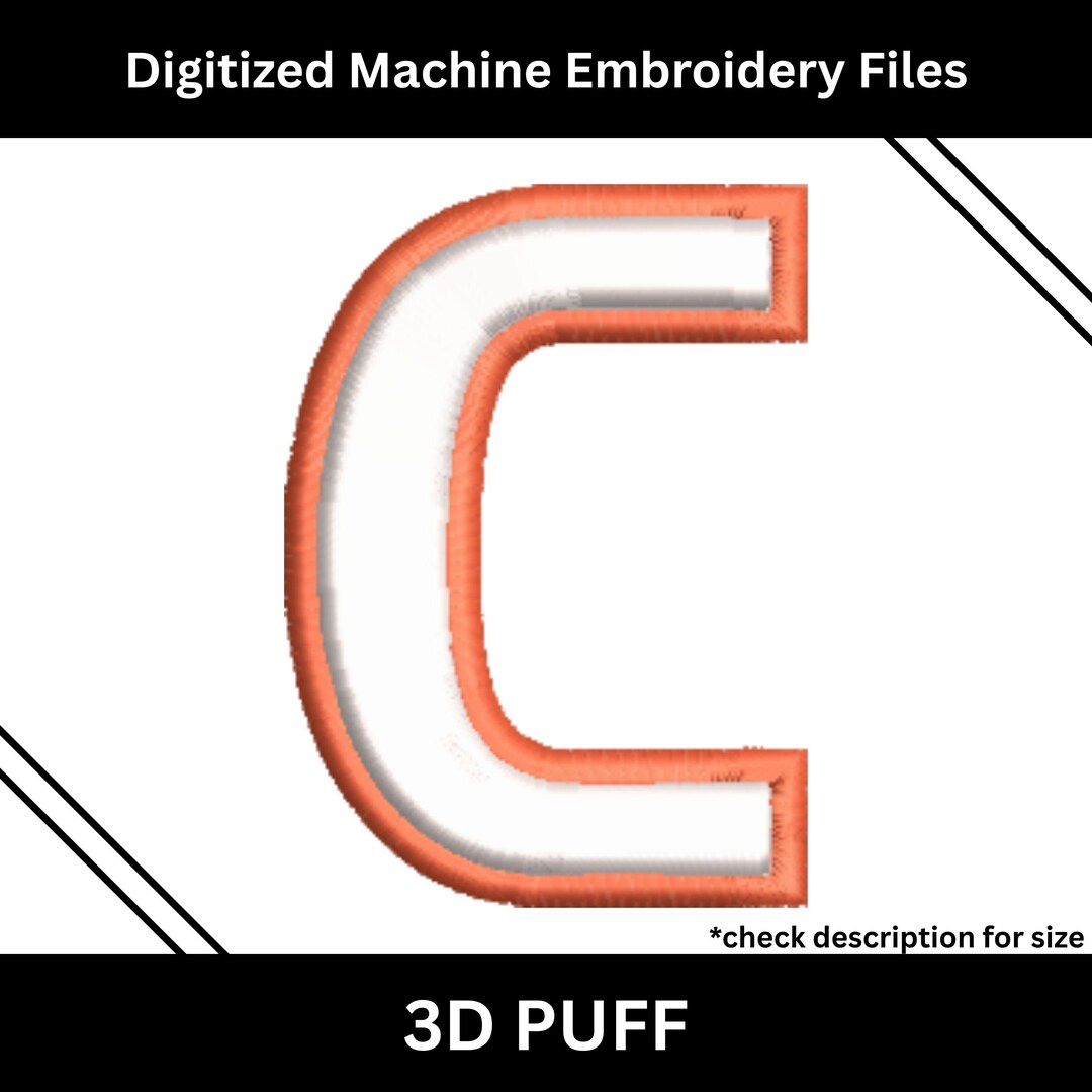 3D Puff Letter C Embroidery Design – Bold Varsity Monogram, EMB DST PDF ...