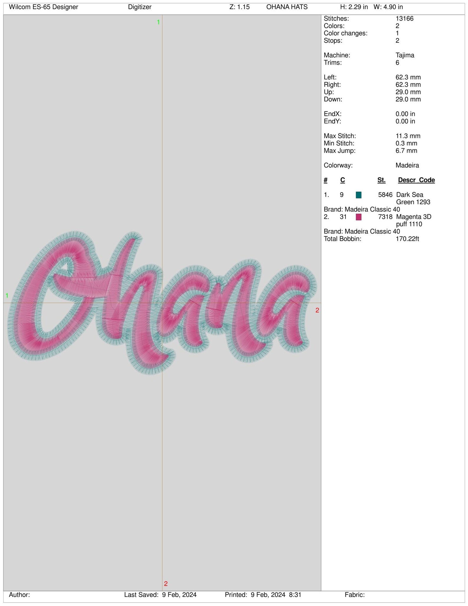 3D Puff Ohana Embroidery Design | Machine Embroidery Files EMB DST PDF ...