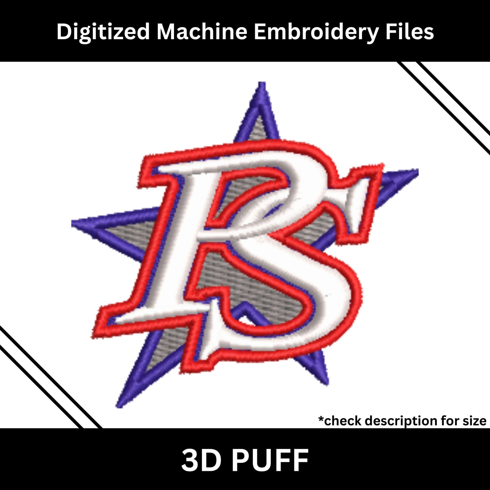 PS Plantation Stars 3D Puff Embroidery Design | Star Letter Machine ...