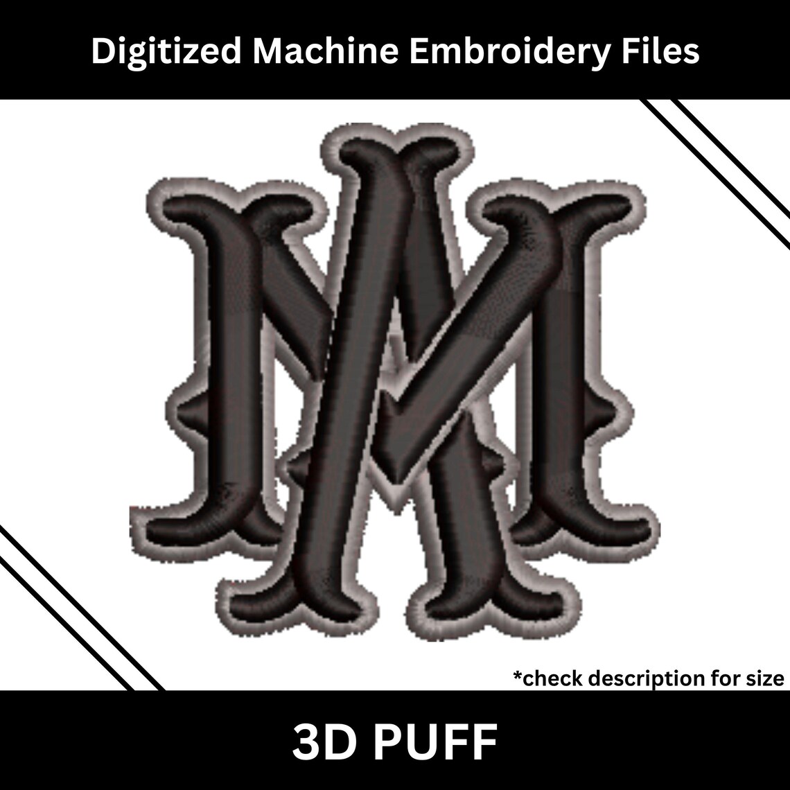 Mercado Monogram 3D Puff Embroidery Design | Machine Embroidery Files (EMB, DST, PDF) - Etsy