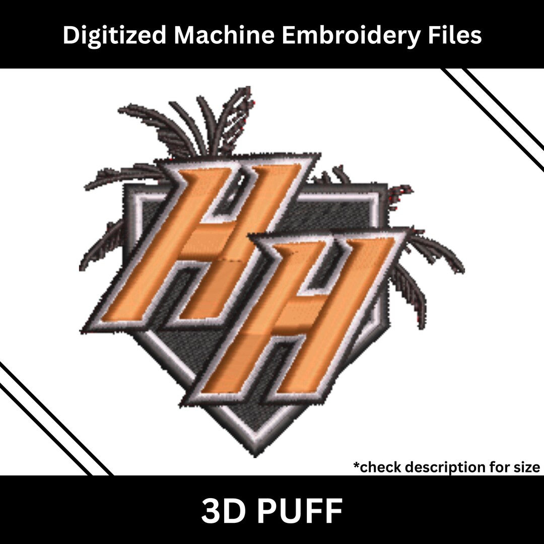 3D Puff HH Palm Embroidery Design, Machine Embroidery File, Puffy Satin ...