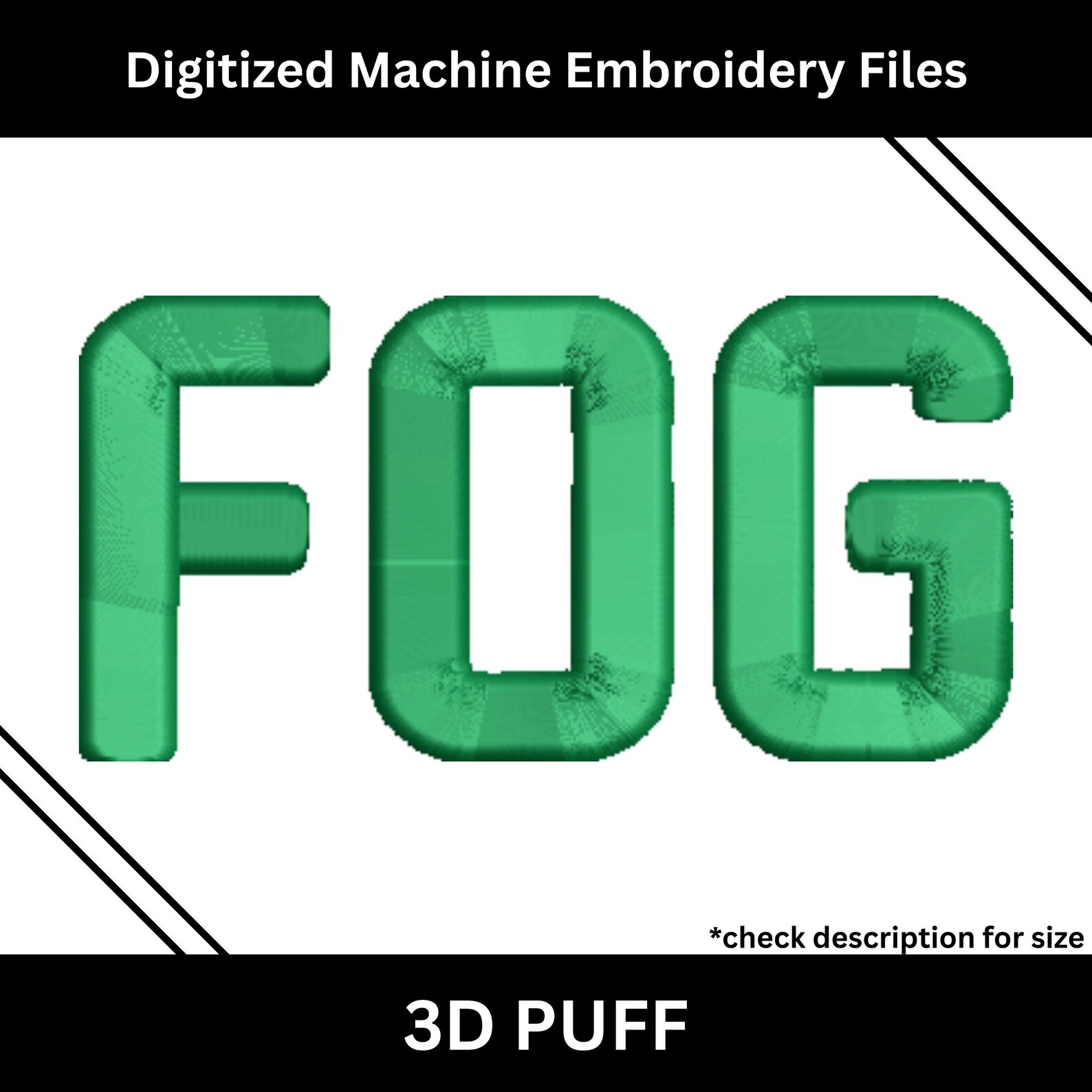 3D Puff FOG Embroidery Design | Bold Letter Monogram Machine Embroidery ...