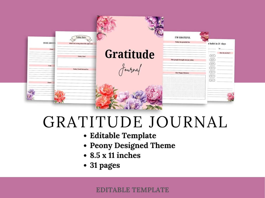 Gratitude Journal | Floral Journal | Daily Reflection, Mindfulness ...