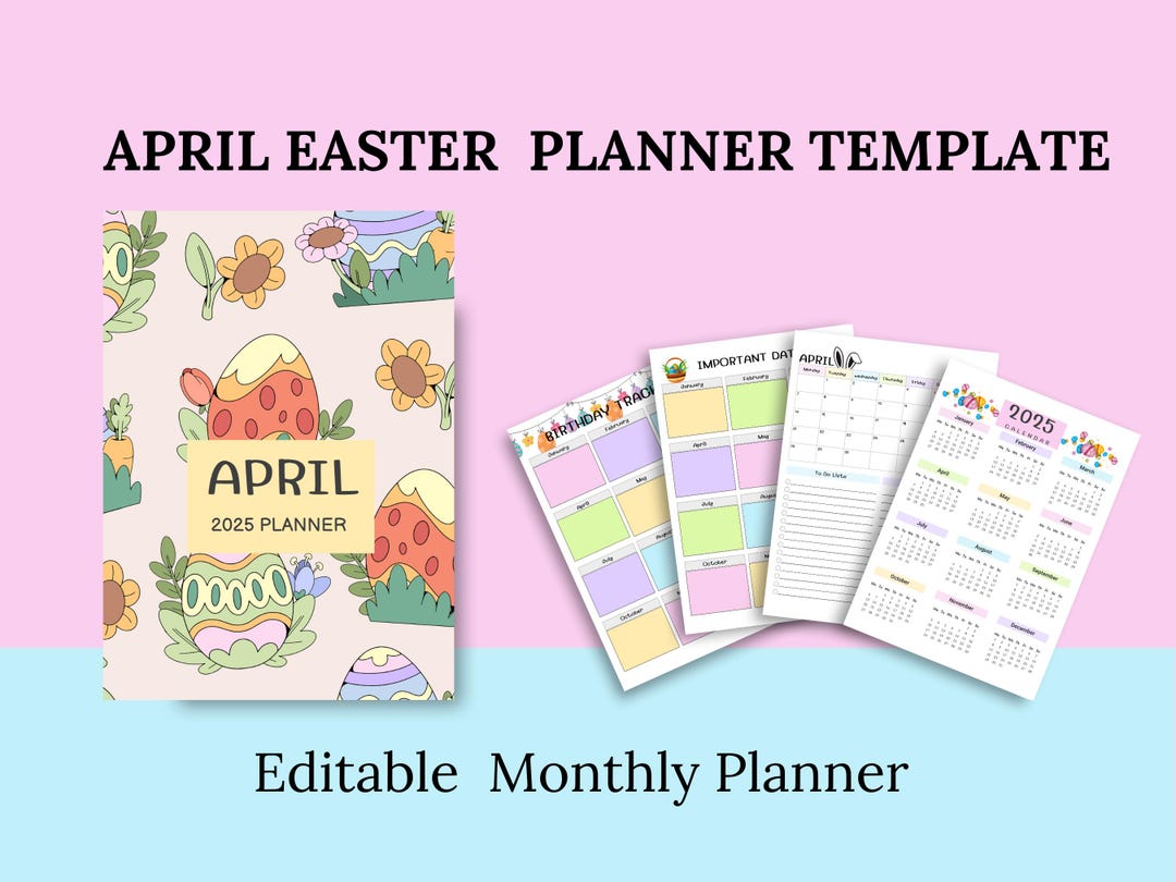 APRIL MONTHLY PLANNER Digital Planner Editable Template - Etsy
