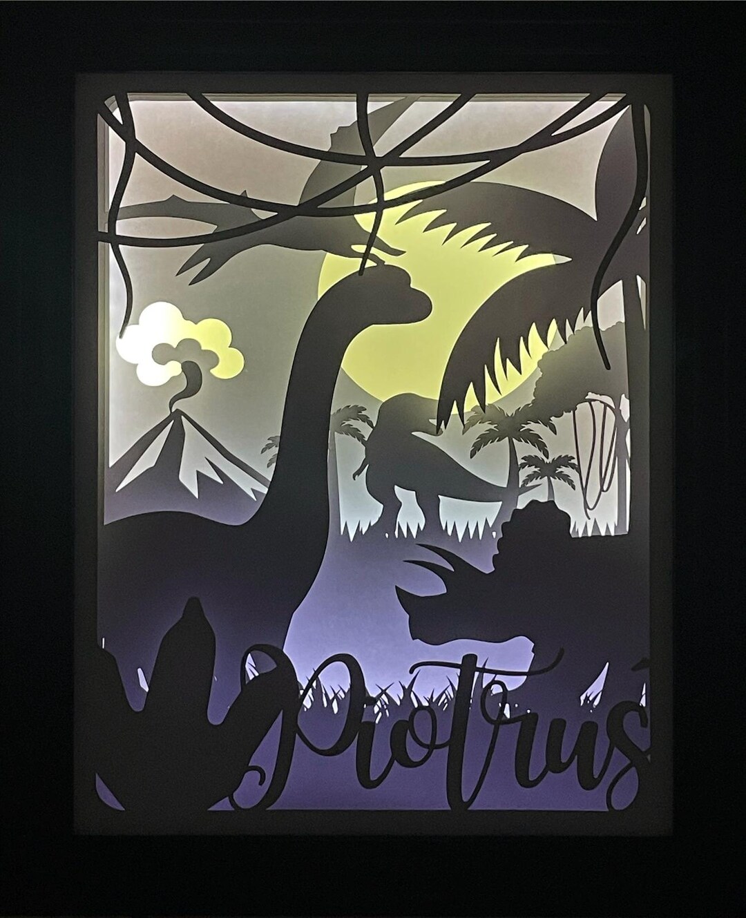 Personalized 3D LED Shadow Box Frame Dinosaurs Hand Made - Etsy