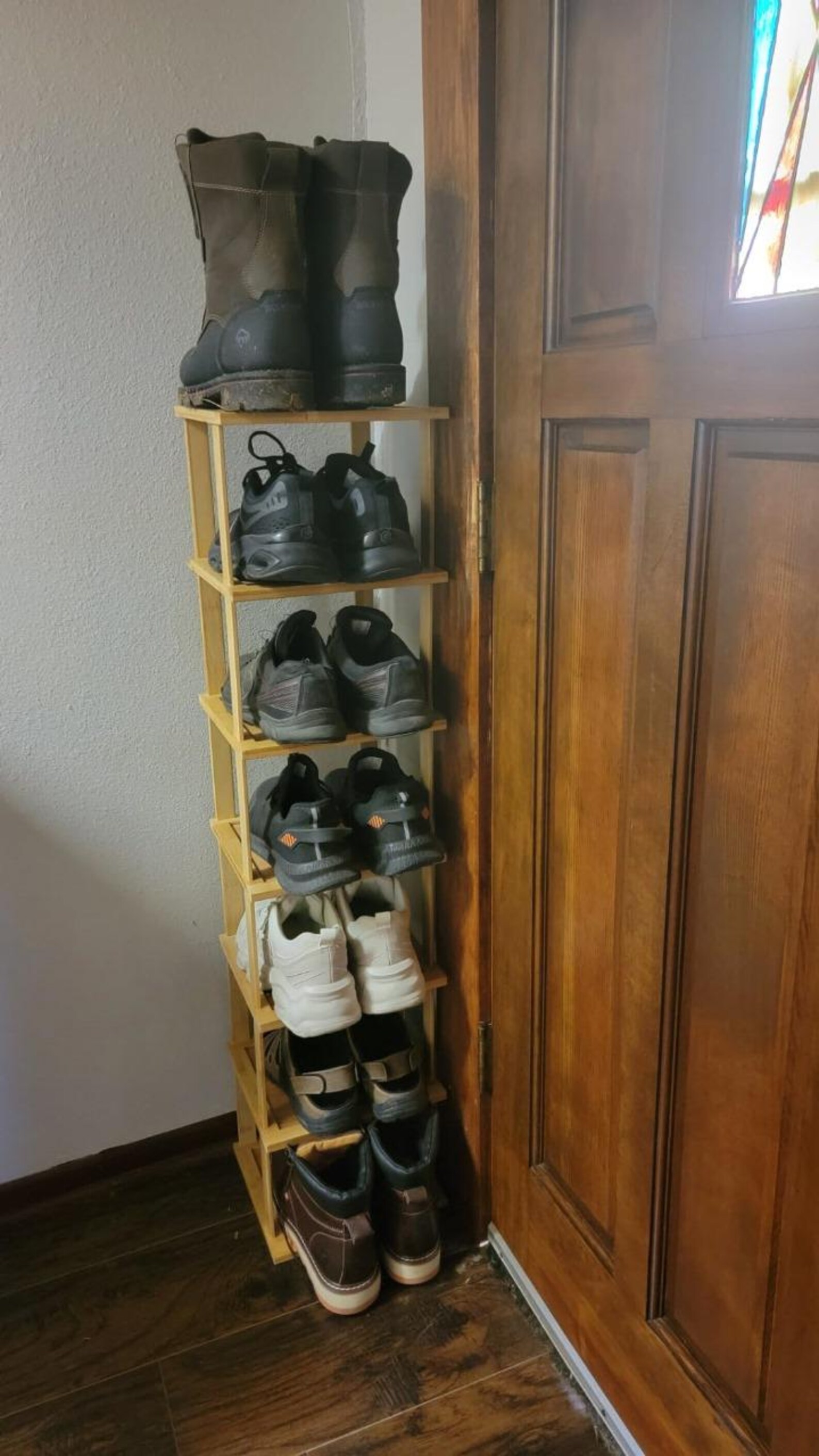 Bamboo Shoe Rack for Entryway, Vertical Shoe Rack 7-tier Tall & Narrow ...