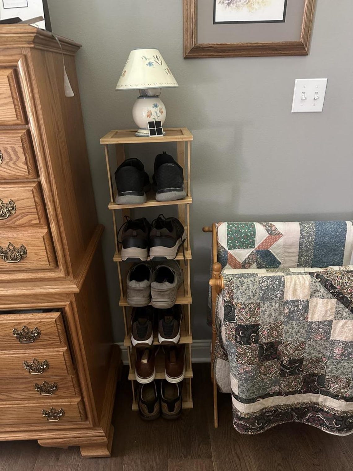 Bamboo Shoe Rack for Entryway, Vertical Shoe Rack 7-tier Tall & Narrow ...