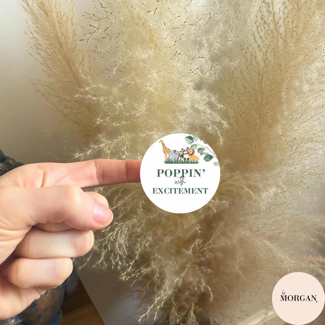 Poppin' With Excitement Baby Shower Sticker Template – Fun Shower Decor ...