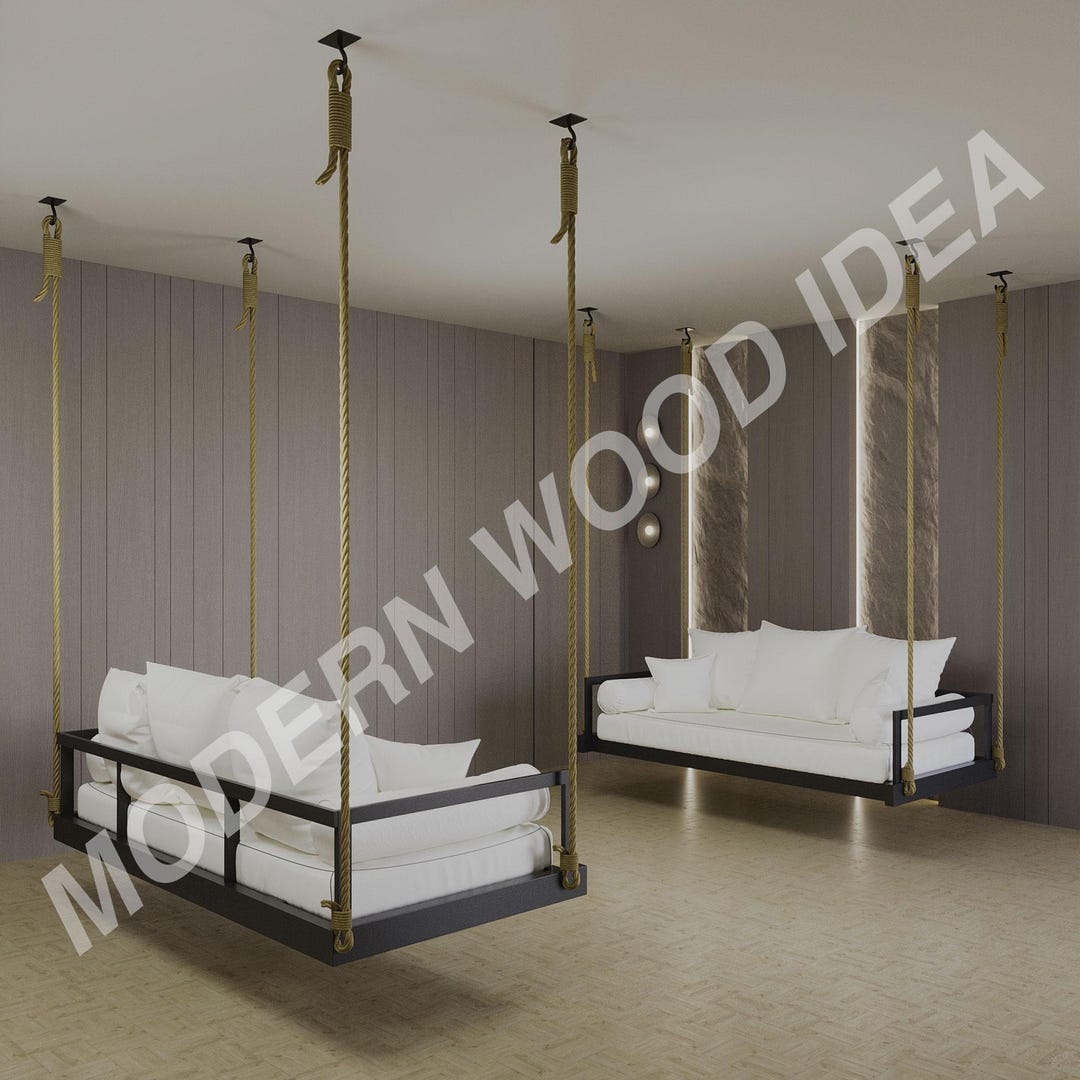 Hanging Porch Swing Bed - Pine Tree Swing Bed - Porch Bed Swing ...