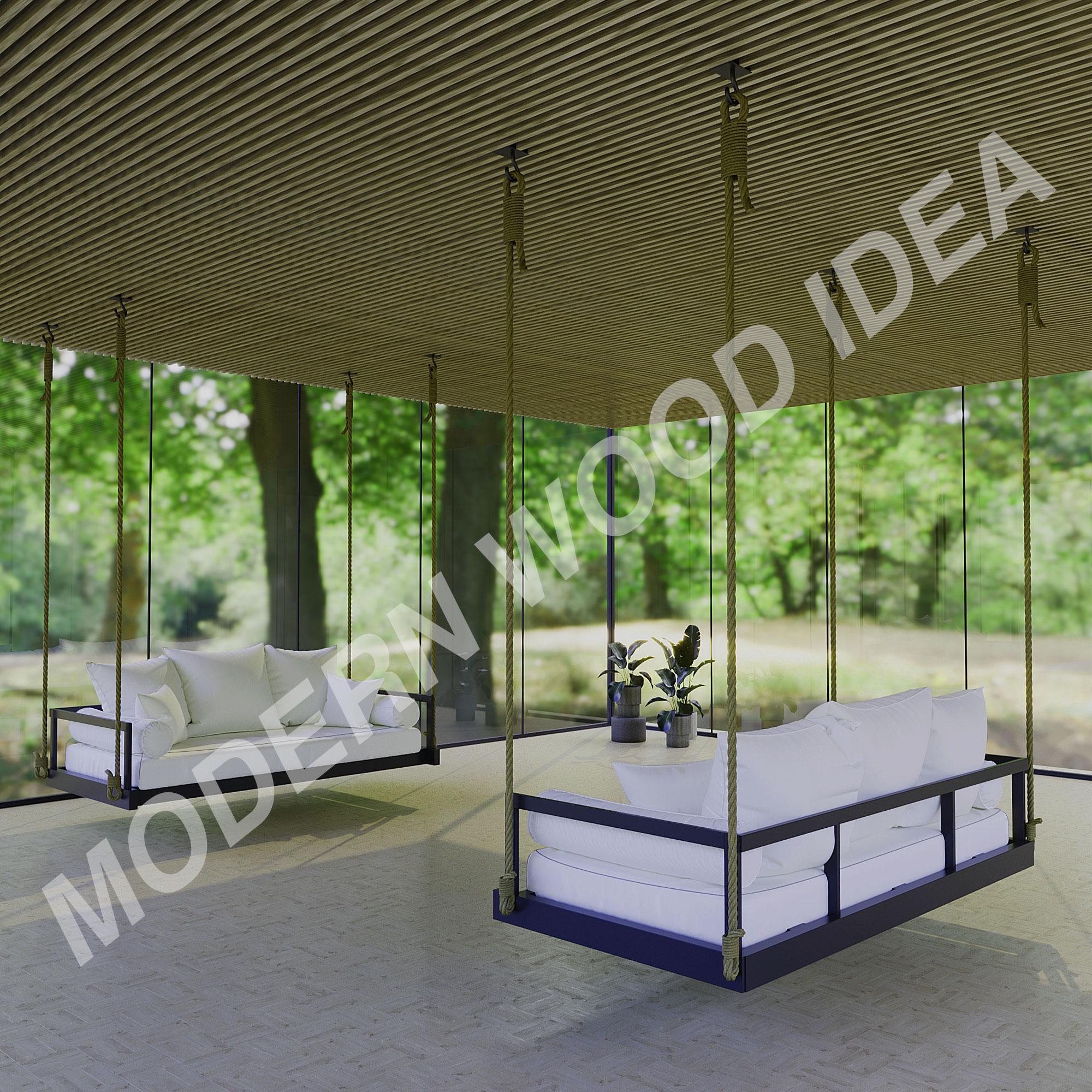 Hanging Porch Swing Bed - Pine Tree Swing Bed - Porch Bed Swing ...