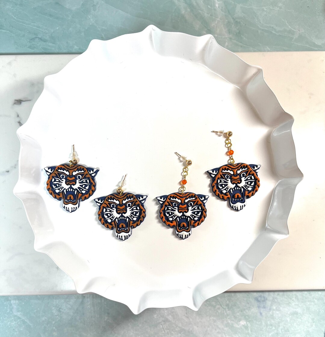 Handmade Detroit Tigers Polymer Clay Dangle Earrings - Etsy