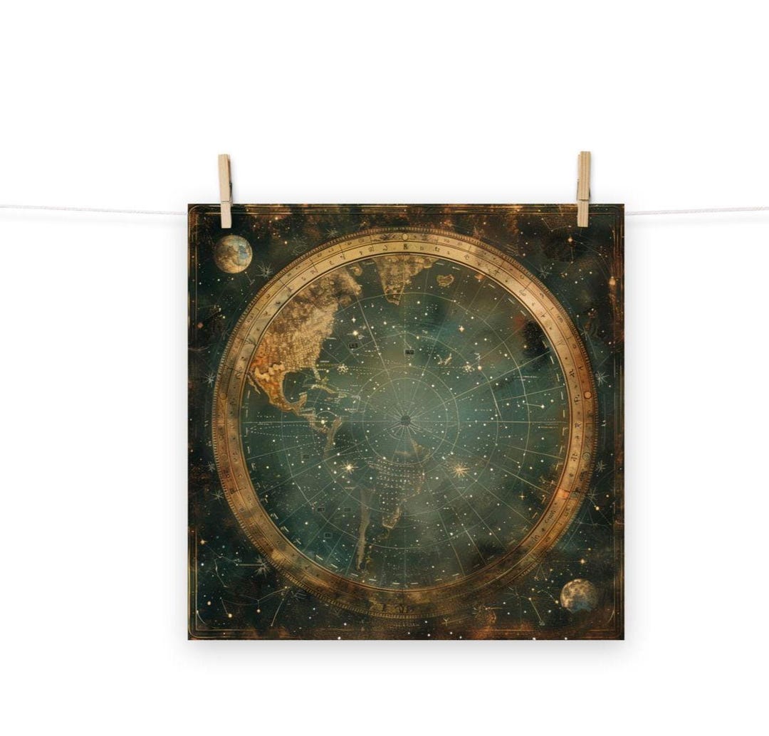 Antique Celestial Earth Map - Etsy