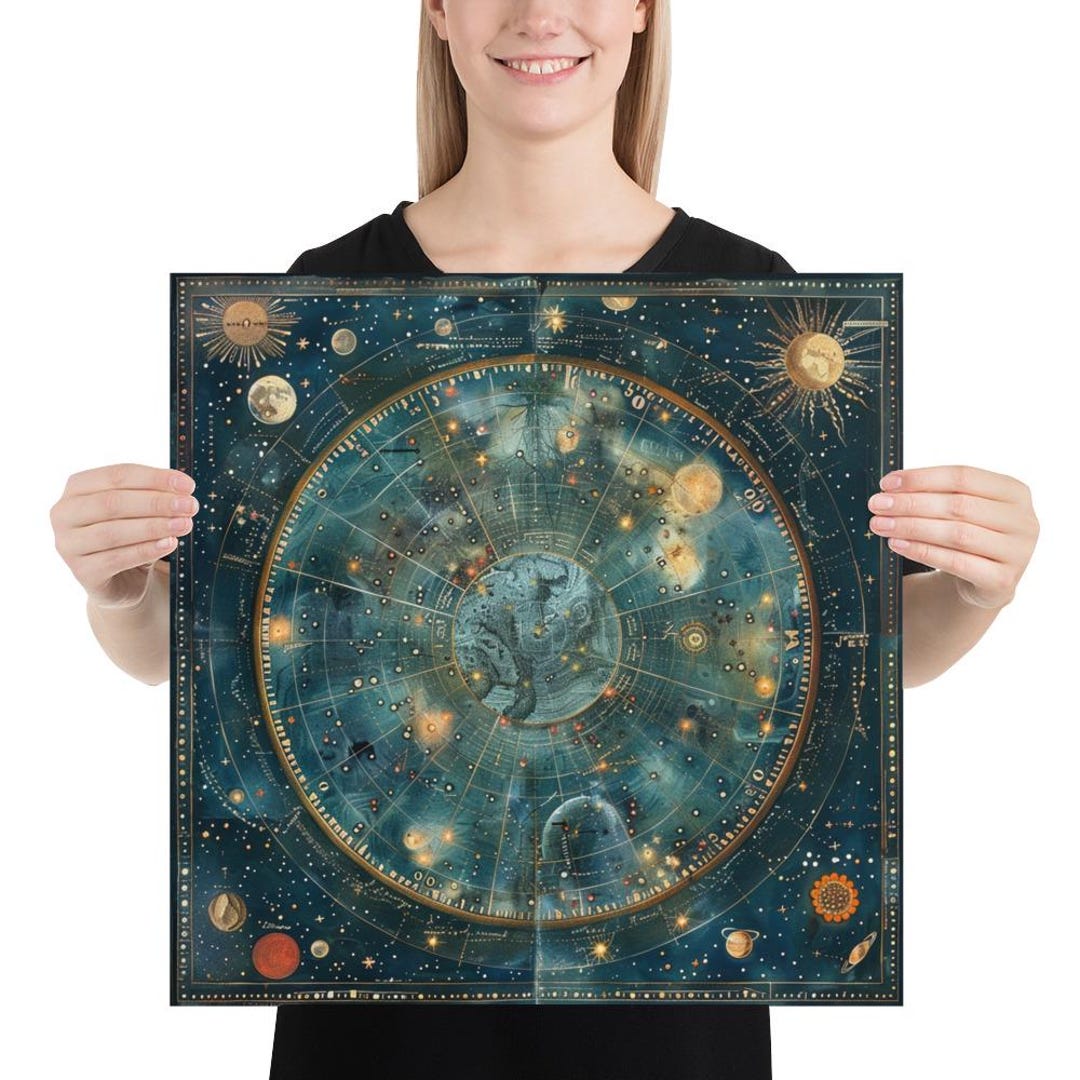 Ornate Celestial Chart – Blue & Gold Vintage Star Map Print" - Etsy