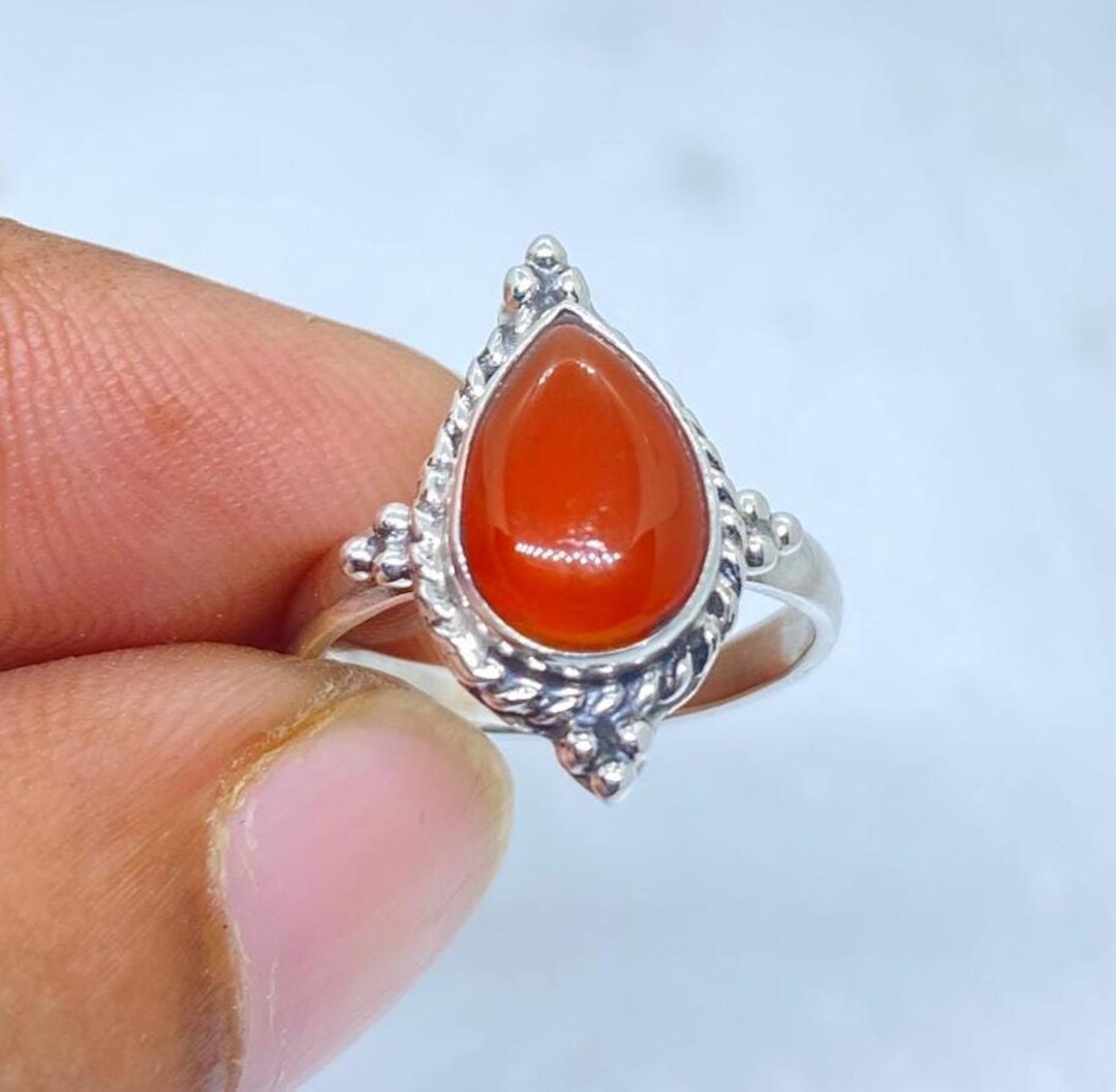 Coraline Ring, 925 Silver Ring, Statement Ring, Handmade Ring, Gemstone Ring, Natural Coraline ...