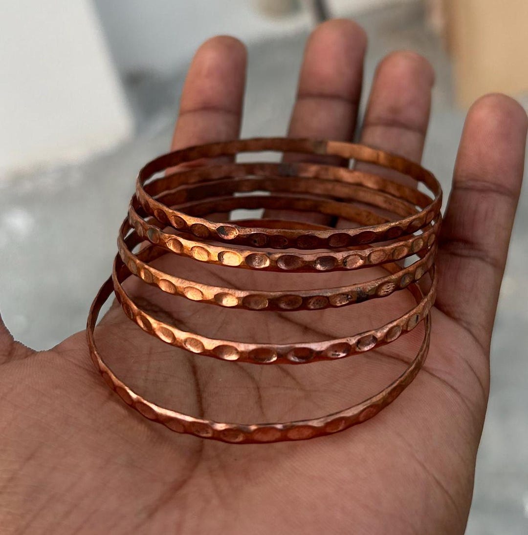 Handmade Hammered Copper Bangle Set: Stacking Jewelry - Etsy