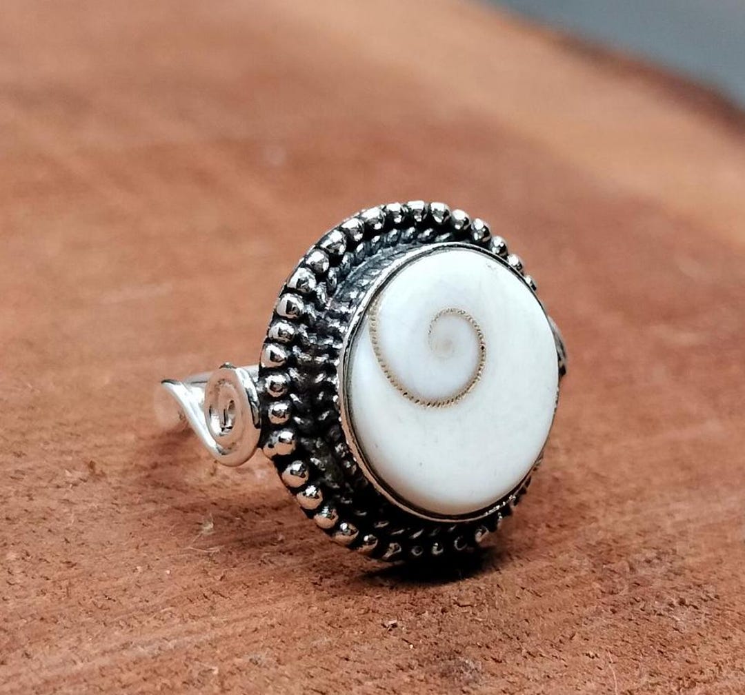 Handmade Shiva Eye Shell Ring: 925 Sterling Silver Gemstone Jewelry - Etsy