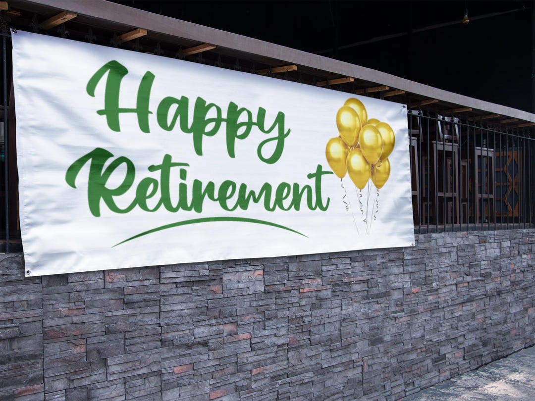 Happy Retirement Vinyl Banner Cheerful Decor for Celebrations ...