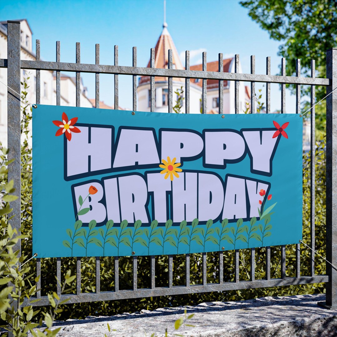 Happy Birthday Vinyl Banner, Party Decor, Indoor/outdoor Celebration ...