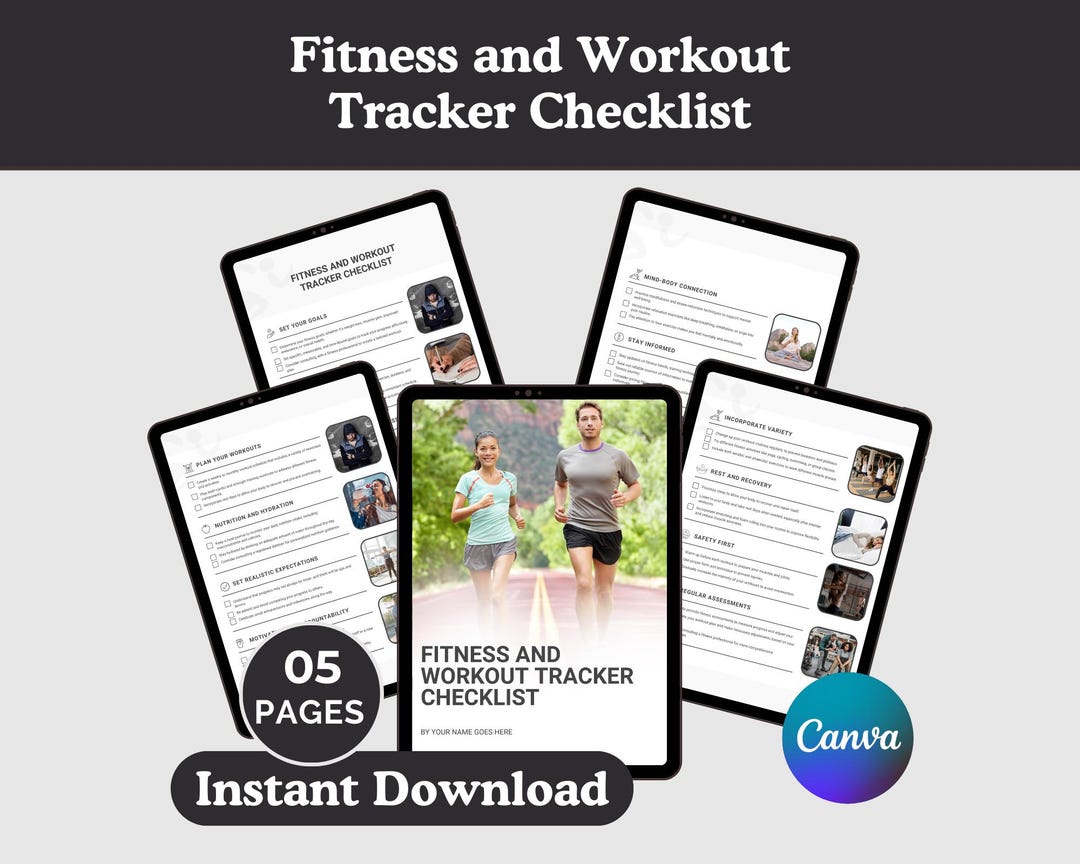 Fitness and Workout Tracker Checklist, Exercise Checklist, Workout Plan ...