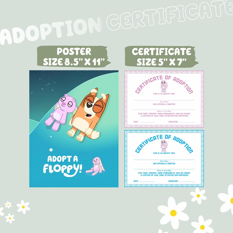 Blue Dog Sign Adoption Certificate Birthday Treat Bundle Orange Dog ...
