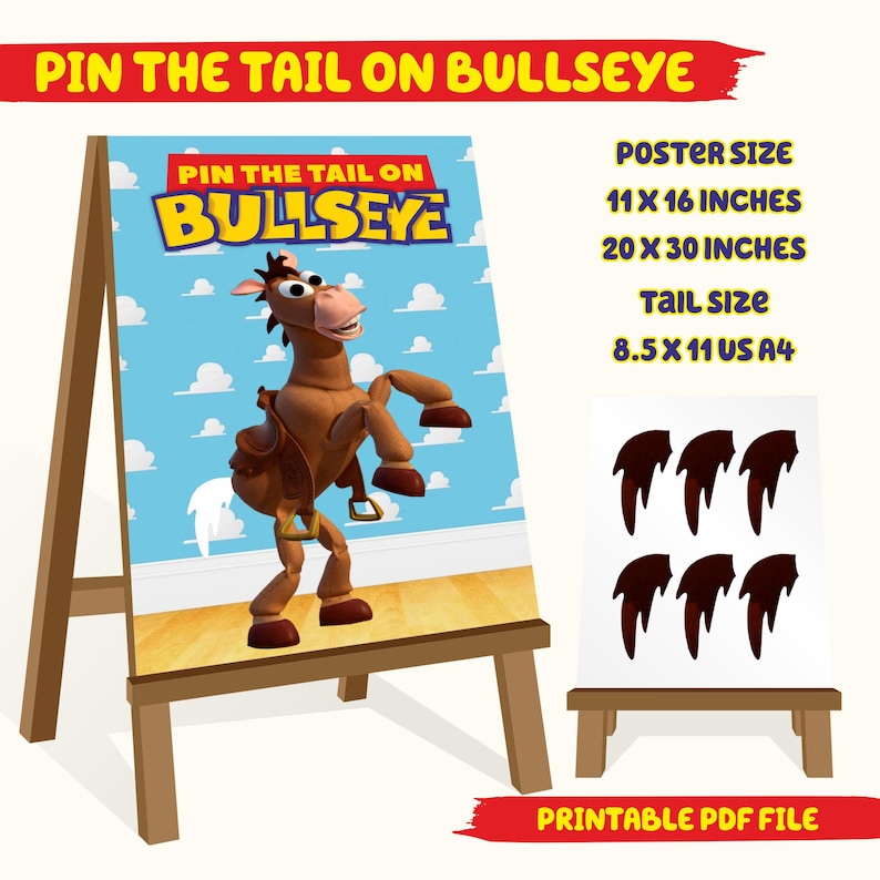 Pin the Tail on Bullseye Toy Story Theme Party Game Toy Story ...