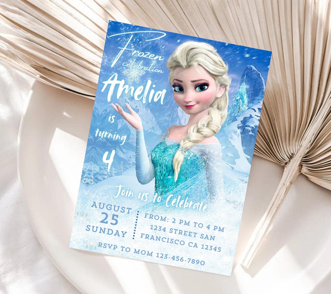 Elsa Birthday Invitation Princess Elsa Invite Frozen Fourth Birthday ...