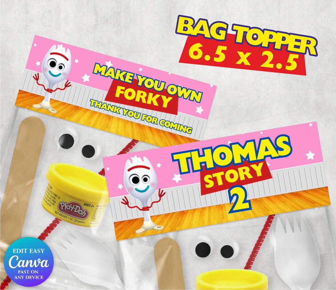 Toystory Birthday Forky Bag Labels Buzzlightyear Toystory Party Favor ...
