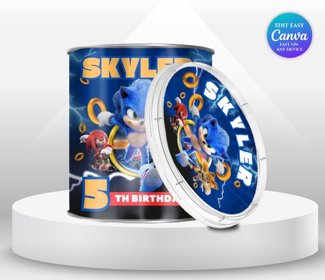 Sonic 3 Birthday Pringle Label Super Hedgehog Party Boy 5th Birthday ...