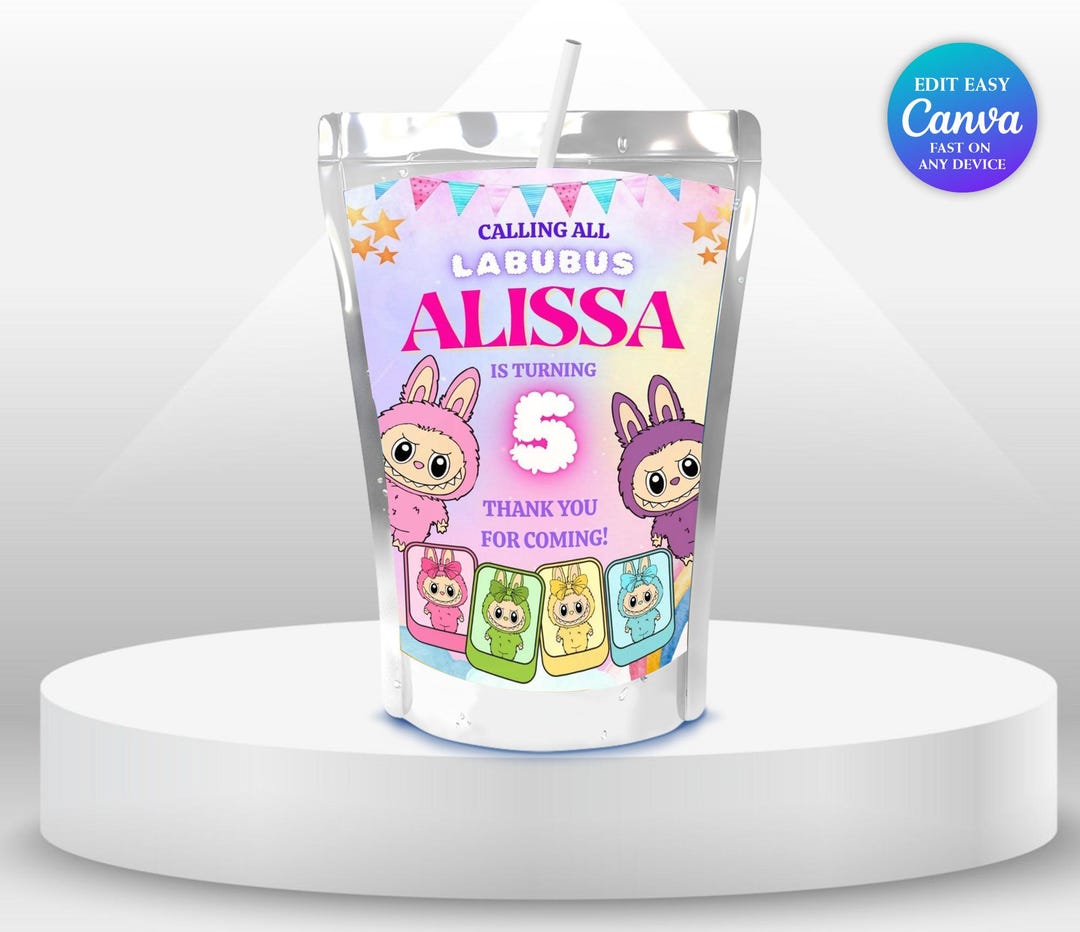 Labubu Birthday Caprisun Label Labubu Theme Party Labubu Girl 5th ...