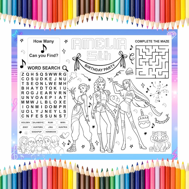 Huntrix kpop demon hunters para colorear - Etsy México