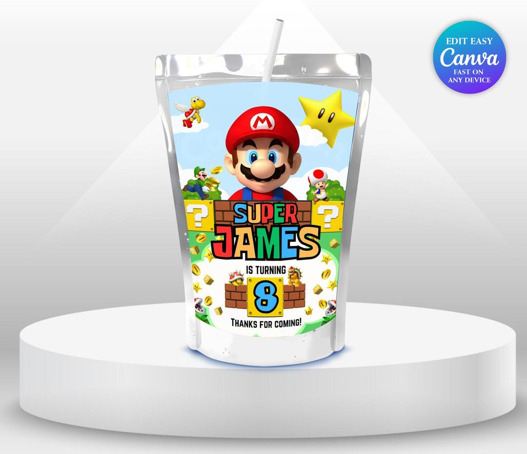 Mario Bros Birthday Capri Sun Label Mario Theme Party Super Mario ...