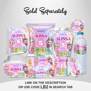 Labubu Birthday Bottle Label Labubu Theme Party Labubu Girl 5th ...