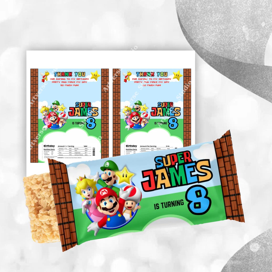 Mario Bros Party Rice Krispies Label Mario Theme Party Super Mario ...